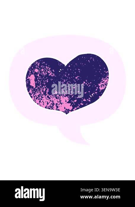 jiggle motion animation of cartoon love heart with speech bubble in ...