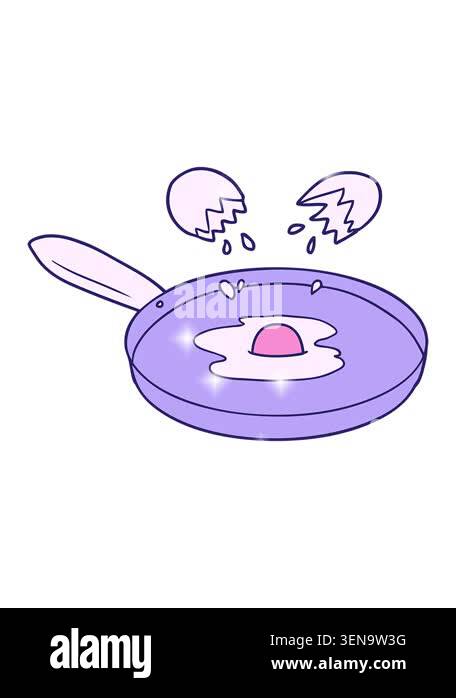 glitter effect animation of cartoon pan frying egg Stock Video Footage ...