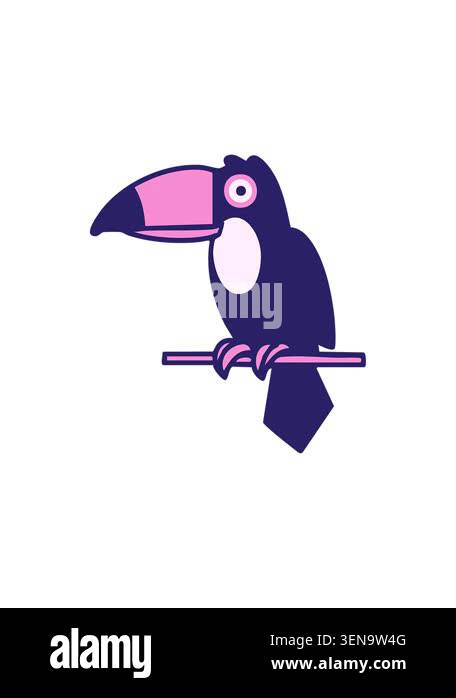 starburst effect animation of brazil toucan perched on branch drawing ...