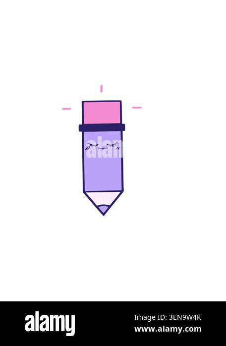 horizontally vibrating animation of cartoon of a pencil Stock Video ...