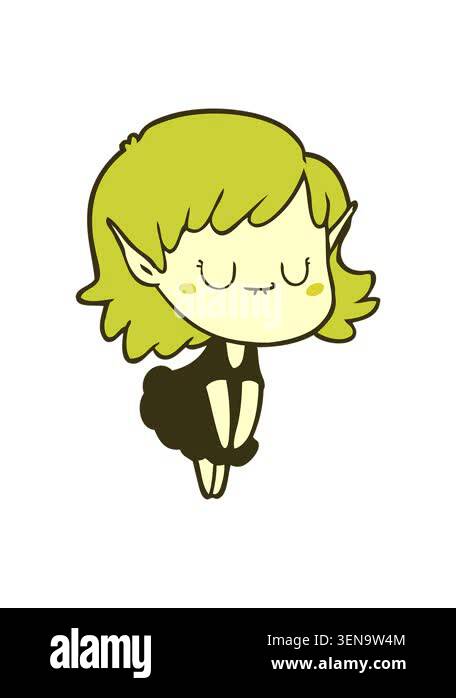 changing color animation of happy cartoon elf girl wearing dress Stock ...