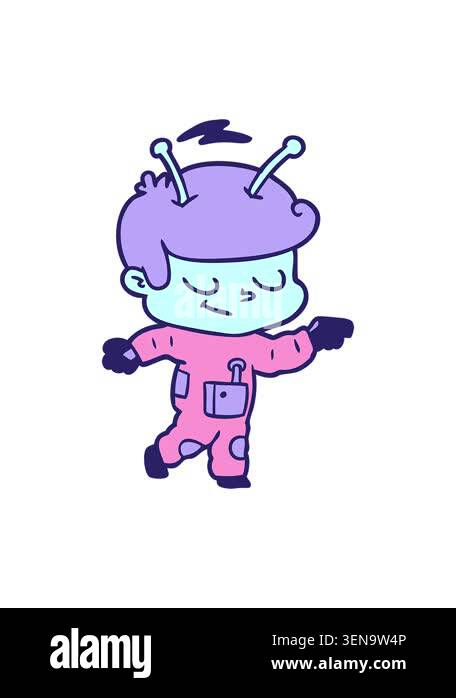shine light effect animation of friendly cartoon spaceman pointing ...
