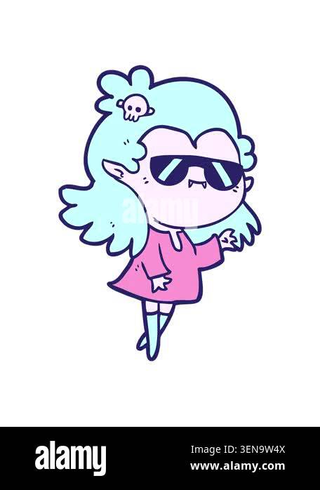 vibrating motion animation of cute cartoon cool vampire girl Stock ...