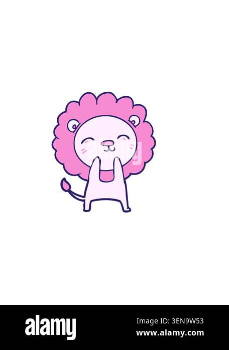 horizontally vibrating animation of cartoon lion design Stock Video ...