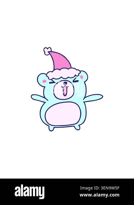 splitting effect animation of hand drawn christmas cartoon of a bear ...