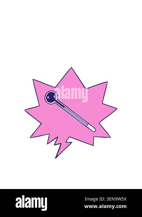 jumping motion animation of cartoom thermometer with speech bubble ...