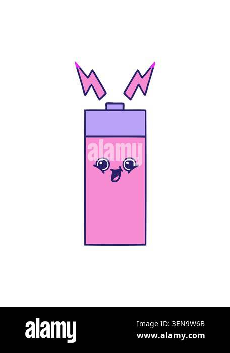power up animation of cute cartoon of a battery Stock Video Footage - Alamy