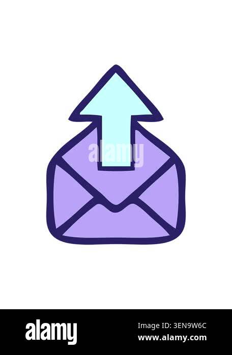 pixelize effect animation of cute cartoon of a envelope with arrow ...