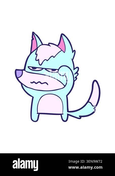 jiggle motion animation of a cartoon annoyed wolf Stock Video Footage ...