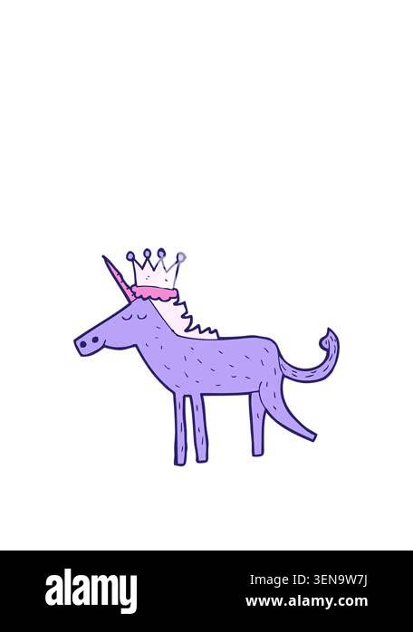 stretching up animation of a cartoon unicorn Stock Video Footage - Alamy