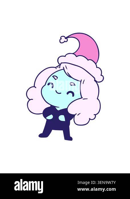 shine light effect animation of festive cartoon of kawaii girl Stock ...