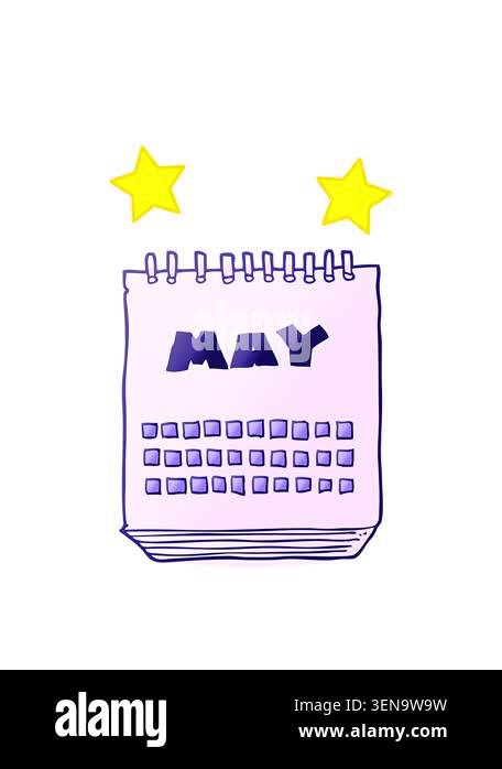 spinning stars animation of freehand drawn cartoon calendar showing ...