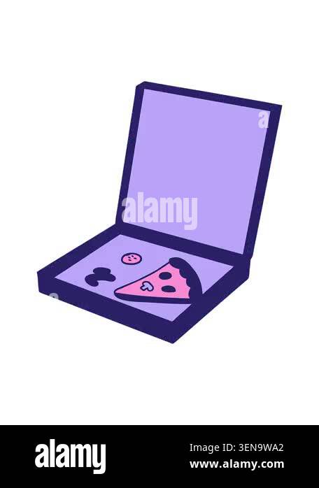 pixelize effect animation of hand drawn doodle of a slice of pizza ...