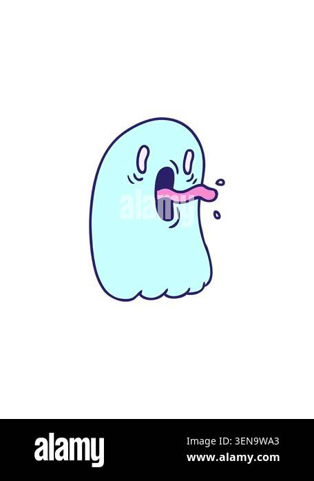 radioactive glowing animation of handdrawn cartoon of kawaii scary ...
