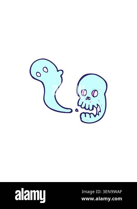 splitting effect animation of cartoon of spooky skull Stock Video ...