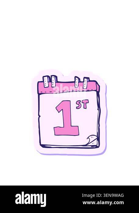 jumping motion animation of sticker of a cartoon calendar Stock Video ...