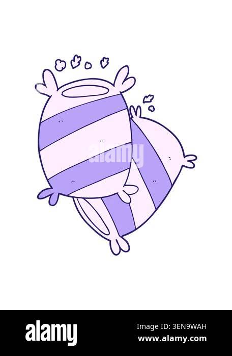 Vertical video showing animated cartoon illustration of three striped ...