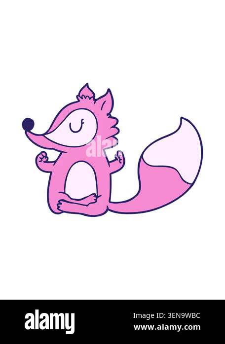 pixelize effect animation of cartoon fox meditating Stock Video Footage ...