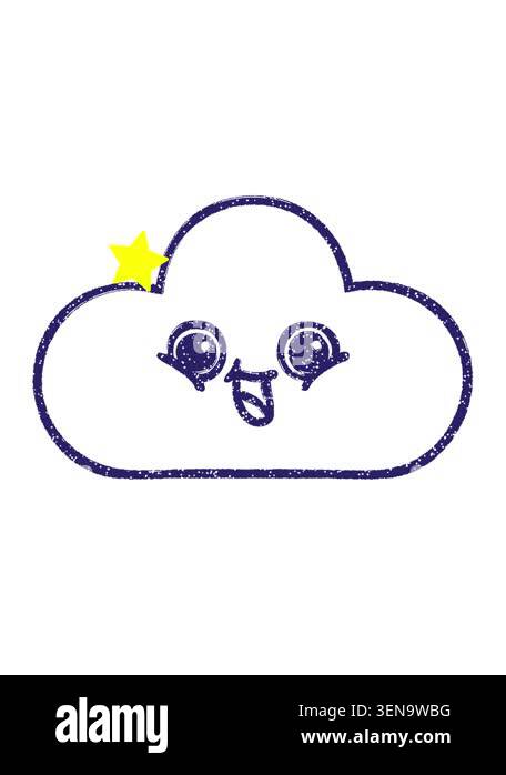 twinkling stars effect animation of Cloud Charcoal Drawing Stock Video ...