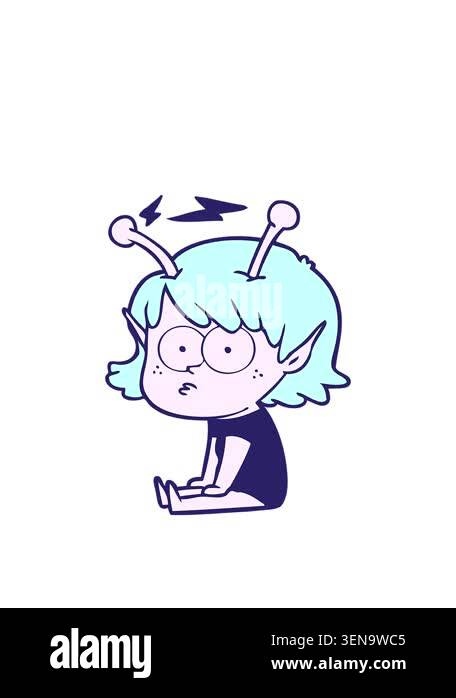 stretching up animation of illustration of alien girl Stock Video ...