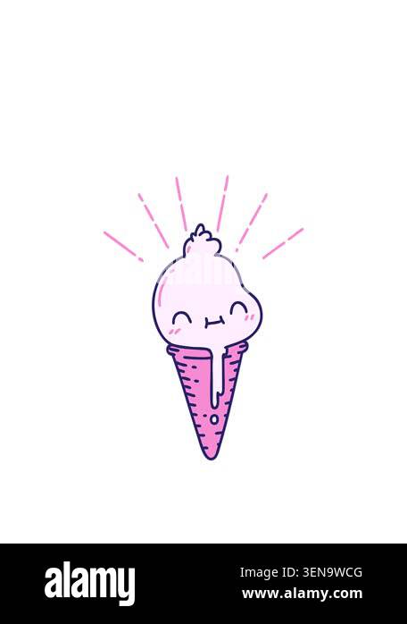 stretching up animation of illustration of a tattoo style ice cream ...