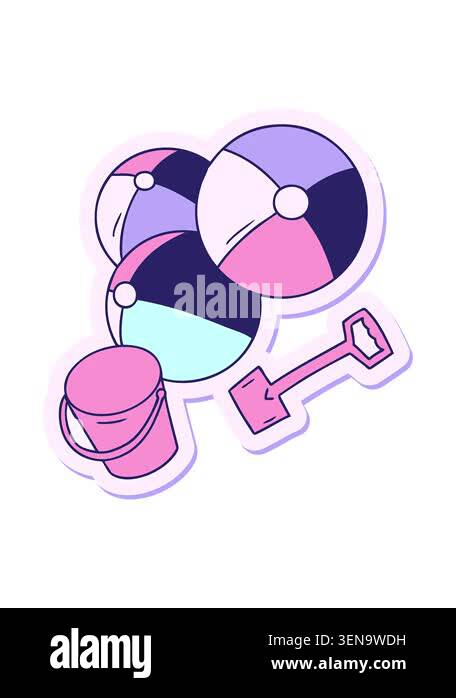shine light effect animation of hand drawn sticker cartoon doodle beach ...