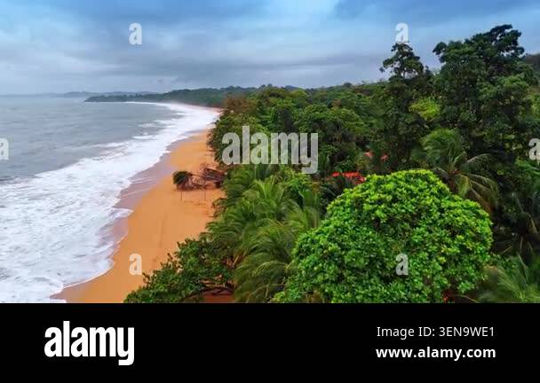 Orange Sand Beach Jungle Resort Red Roofs Aerial Panama. An aerial view ...