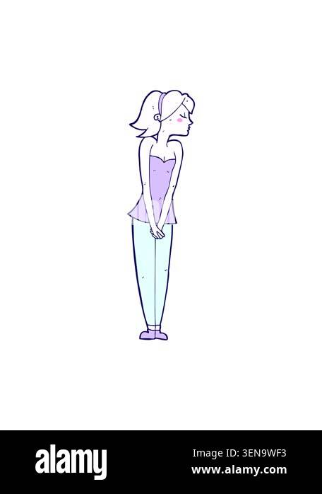 neon light effect animation of cartoon pretty woman Stock Video Footage ...