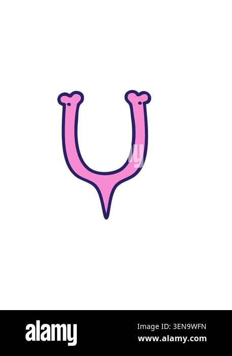 Vertical video showing animated pink wishbone graphic with a purple ...