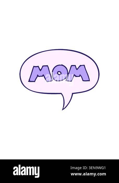 splitting effect animation of cartoon word mom with speech bubble in ...