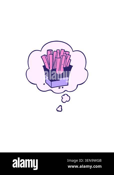 sales flash animation of cartoon fries with thought bubble in comic ...