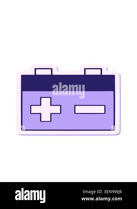 bobbing motion animation of sticker of a cute cartoon car battery Stock ...