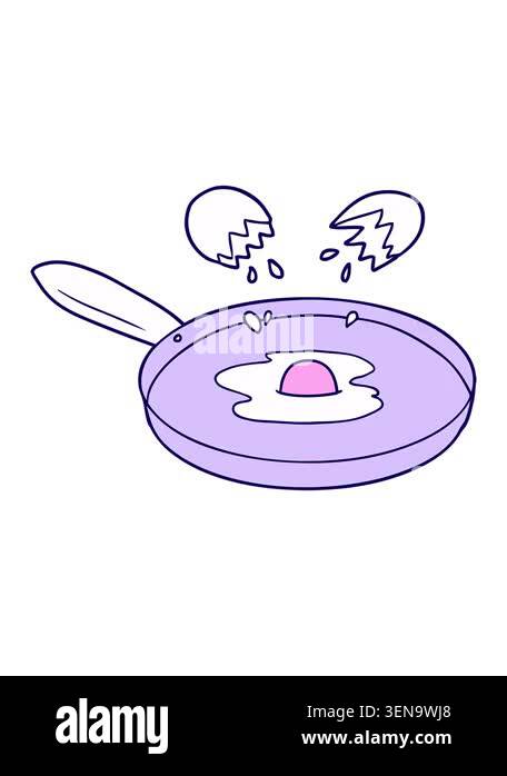 neon light effect animation of cartoon pan frying egg Stock Video ...