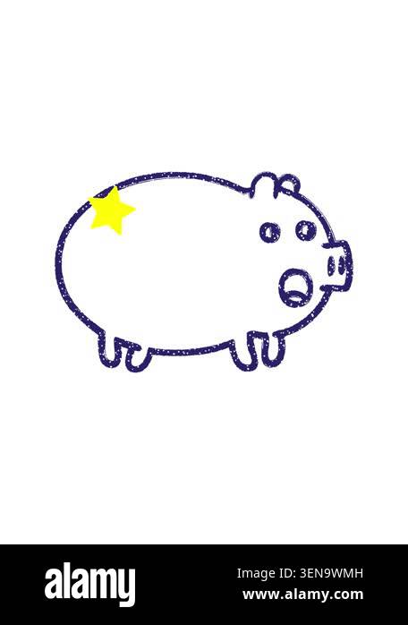 twinkling stars effect animation of Pig Charcoal Drawing Stock Video ...