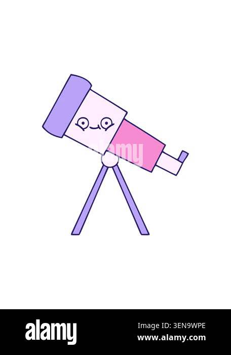 radioactive glowing animation of cute cartoon of a telescope Stock ...