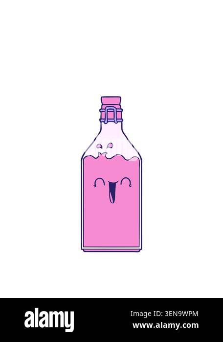 stretching up animation of old juice bottle Stock Video Footage - Alamy