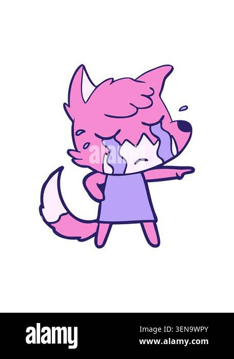 shine light effect animation of a crying fox cartoon Stock Video ...