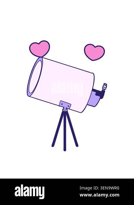 spinning hearts animation of cartoon big telescope Stock Video Footage ...