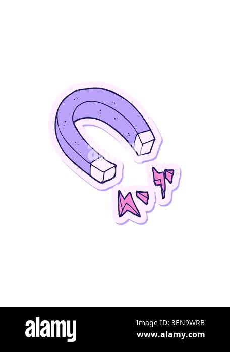 radioactive glowing animation of sticker of a cartoon magnet Stock ...