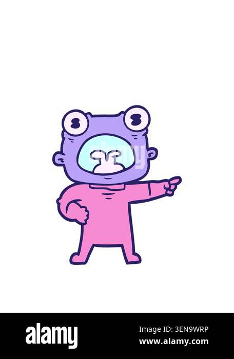 stretching up animation of cartoon weird alien shouting Stock Video ...