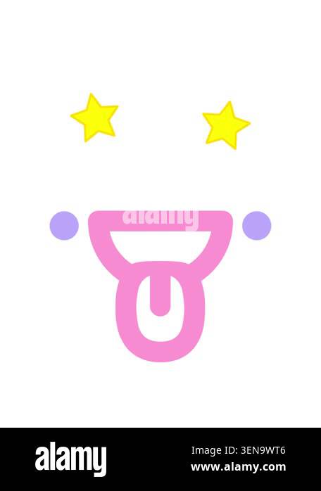 spinning stars animation of happy face with tongue icon Stock Video ...