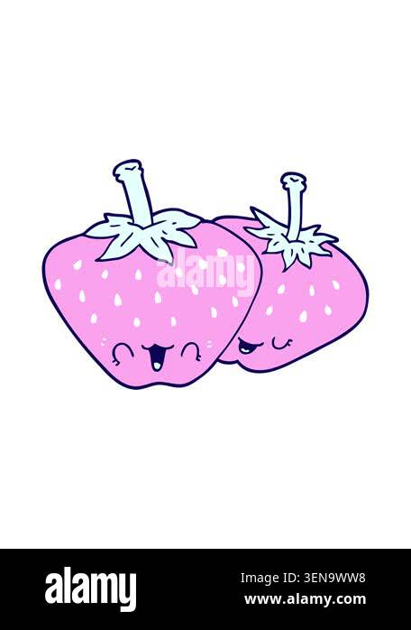 neon light effect animation of cartoon strawberries Stock Video Footage ...