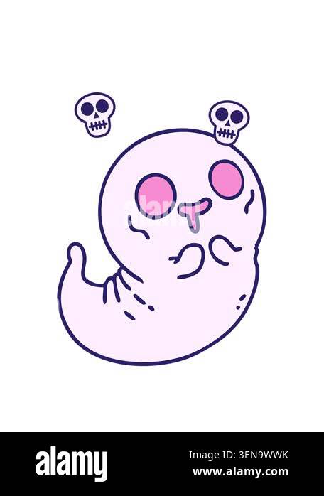 spinning skulls animation of cartoon of a cute spooky halloween ghost ...