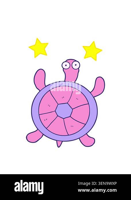 spinning stars animation of cartoon of turtle Stock Video Footage - Alamy