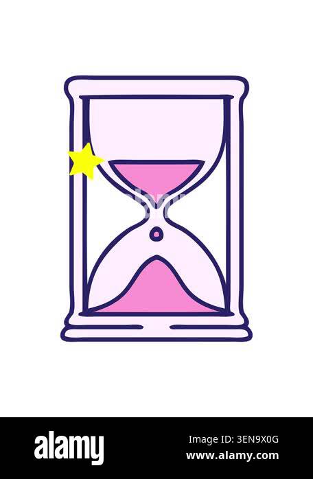 twinkling stars effect animation of cartoon of an hourglass running ...