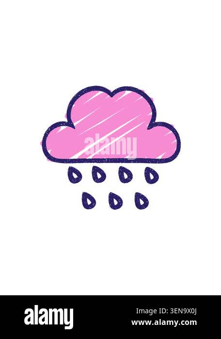 attention grabbing animation of Raining Cloud Chalk Drawing Stock Video ...