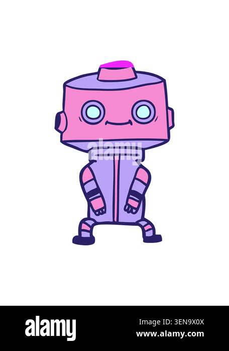 power up animation of a cartoon robot design Stock Video Footage - Alamy