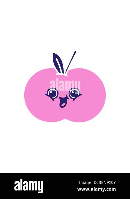radioactive glowing animation of flat color retro cartoon of an apple ...