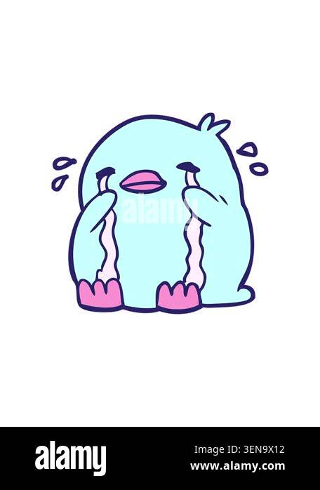 jiggle and pause animation of cartoon crying bird Stock Video Footage ...
