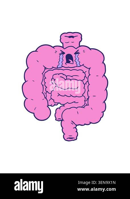 bobbing motion animation of cartoon intestines crying Stock Video ...